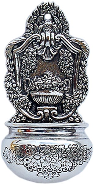 Stoup with flowers wall Holy Water Stoup brass | Vaticanum.com