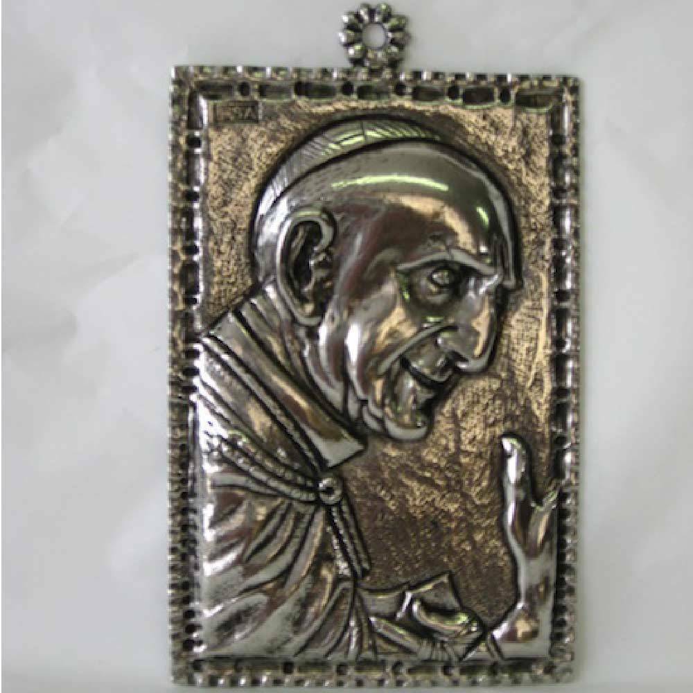 Plaque Pope Paul VI patinated and polished metal | Vaticanum.com