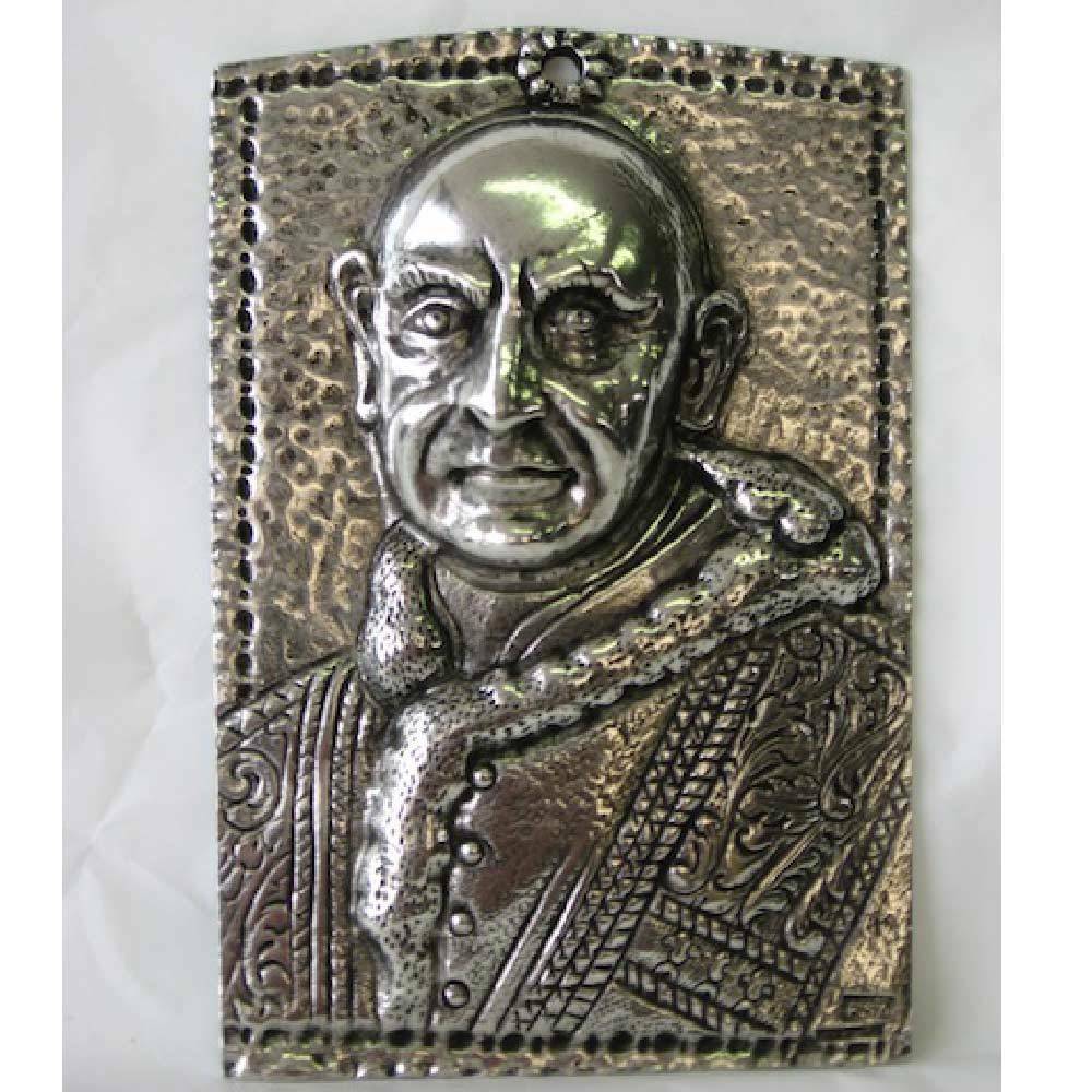 Plaque Pope Paul VI patinated and polished metal | Vaticanum.com