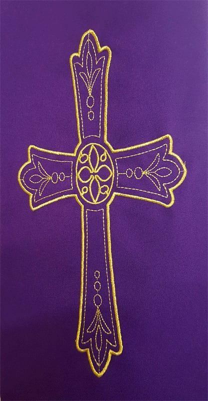 Priest Stole | Polyester | Cross embroidery, Flower | Vaticanum.com