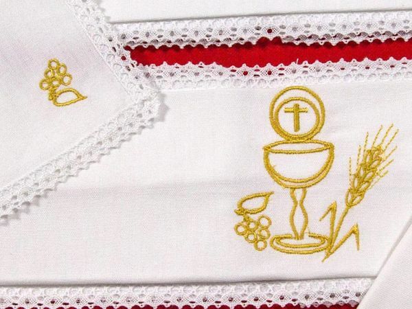 White cotton catholic Altar Linens Chalice Host | Vaticanum.com