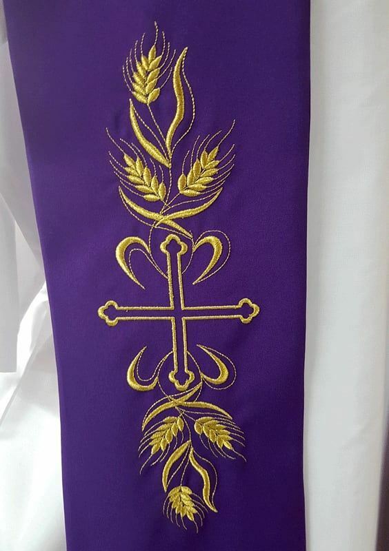 Embroidered priest Stole | Polyester | Cross, Spikes | Vaticanum.com