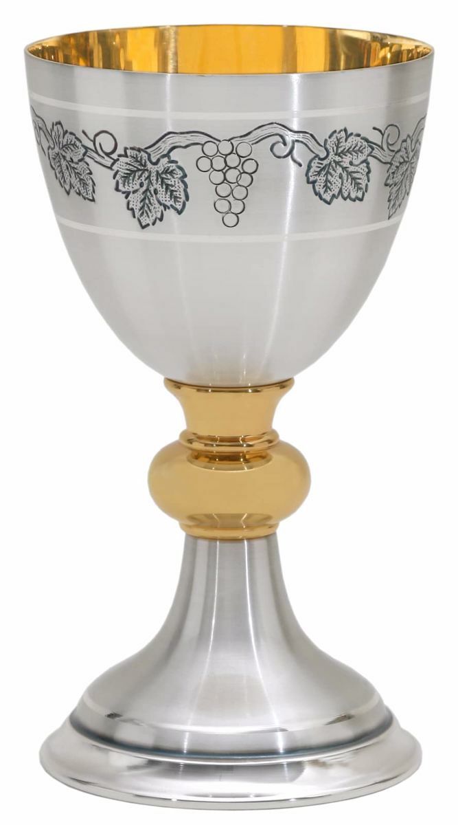 Liturgical Chalice H. cm 19 (7,5 inch) with Knot Grapes in bicolor ...