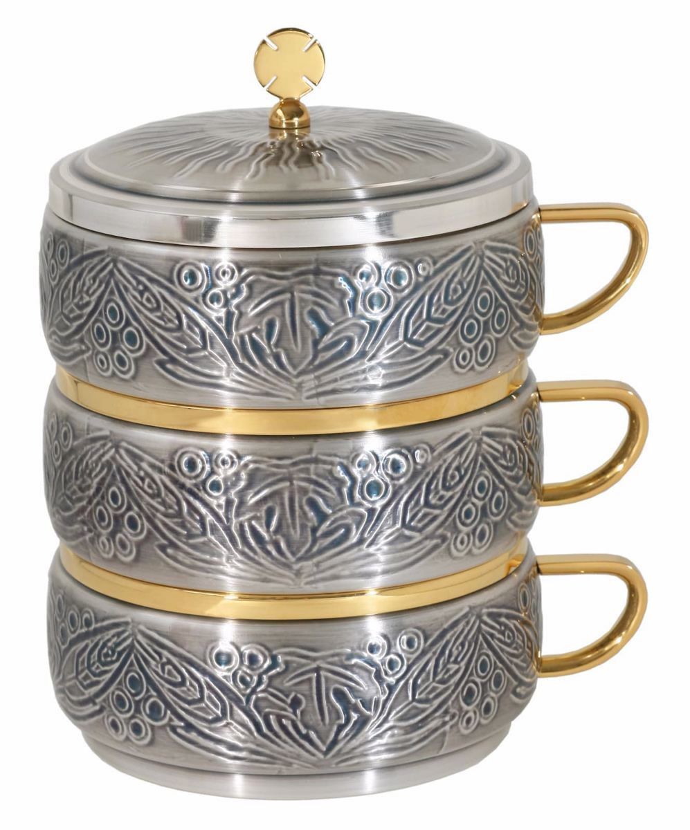 STACKABLE Liturgical Ciborium with lid H. cm 12 (4,7 inch) Stylized ...