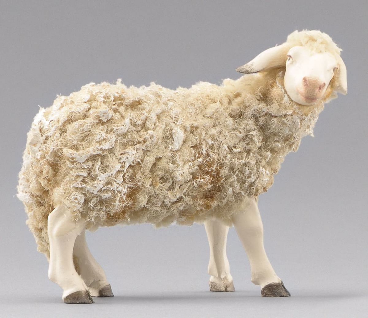 Sheep with wool looking rightwards cm 10 (3,9 inch) Immanuel dressed ...