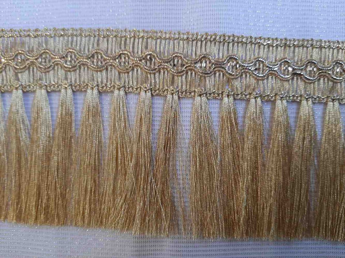 Long braided cord gold Fringe H. 8 cm (3,1 inch) | Vaticanum.com