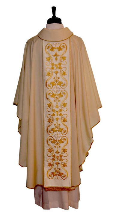 Casula sacerdotale solenne oro collo ad anello ricamata lana ...