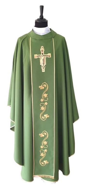 Franciscan Chasuble St. Francis Cross and Symbols - Ivory, Violet, Red ...