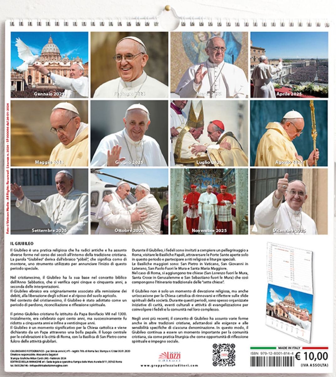 Pope Francis 2026 wall Calendar cm 31x33 (12,2x13 in) | Vaticanum.com