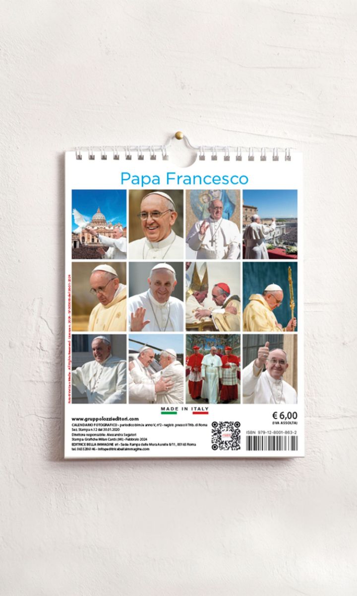 Pope Francis 2026 wall and desk calendar cm 16,5x21 (6,5x8,3 in ...