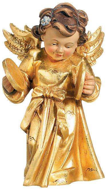 Baroque musician Angel with plates 10 cm (3,9 inch) gilded wood Statue ...