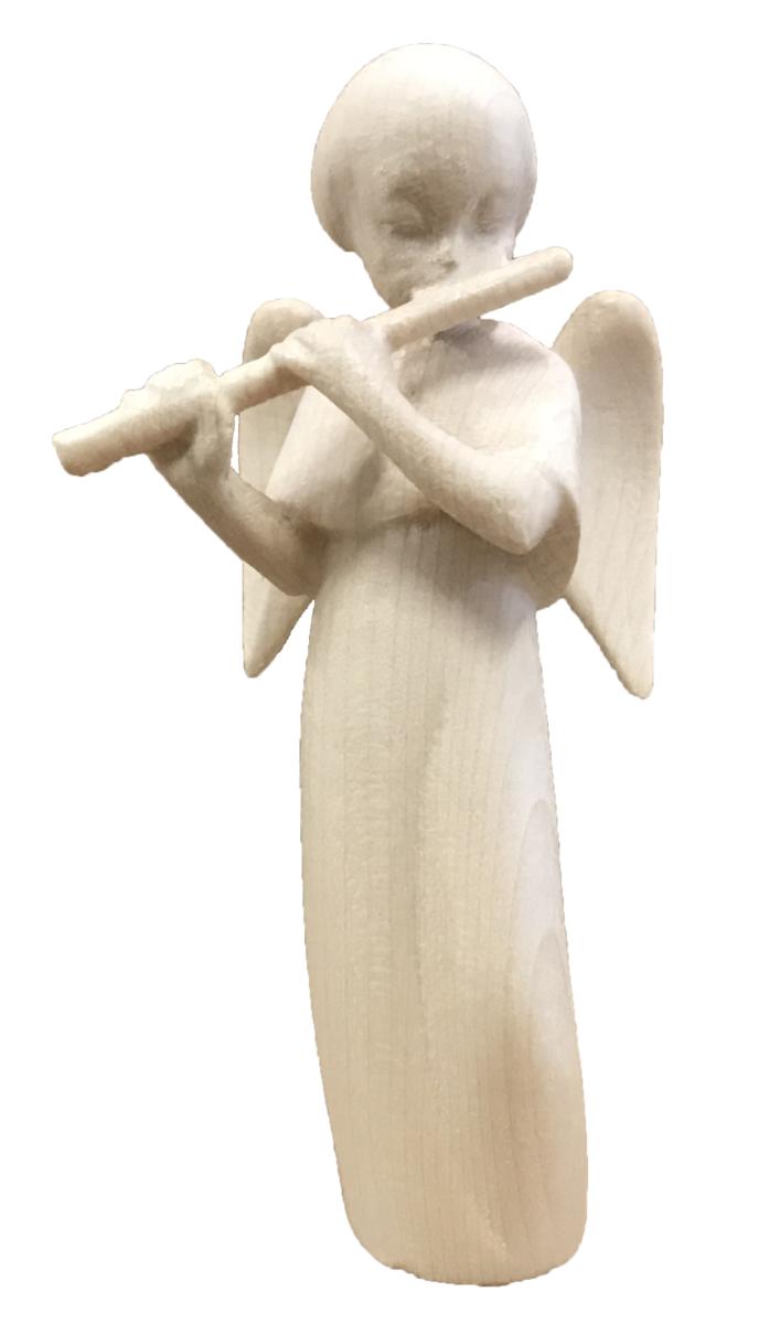 Angelo stilizzato con flauto traverso 7,5 cm Statua legno naturale ...