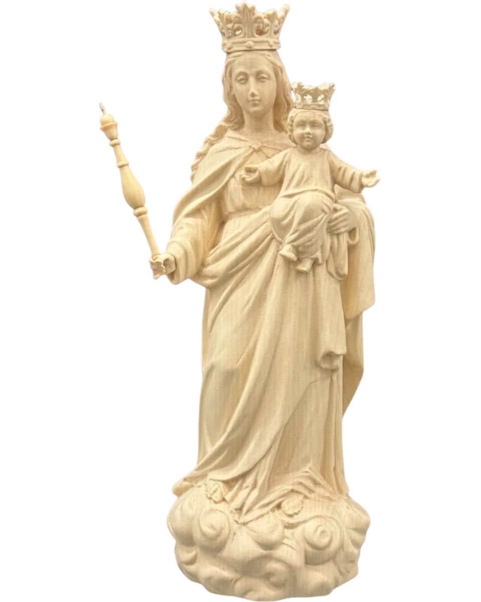 Estatua María Auxiliadora con cetro y Niño 25 cm madera natural ...