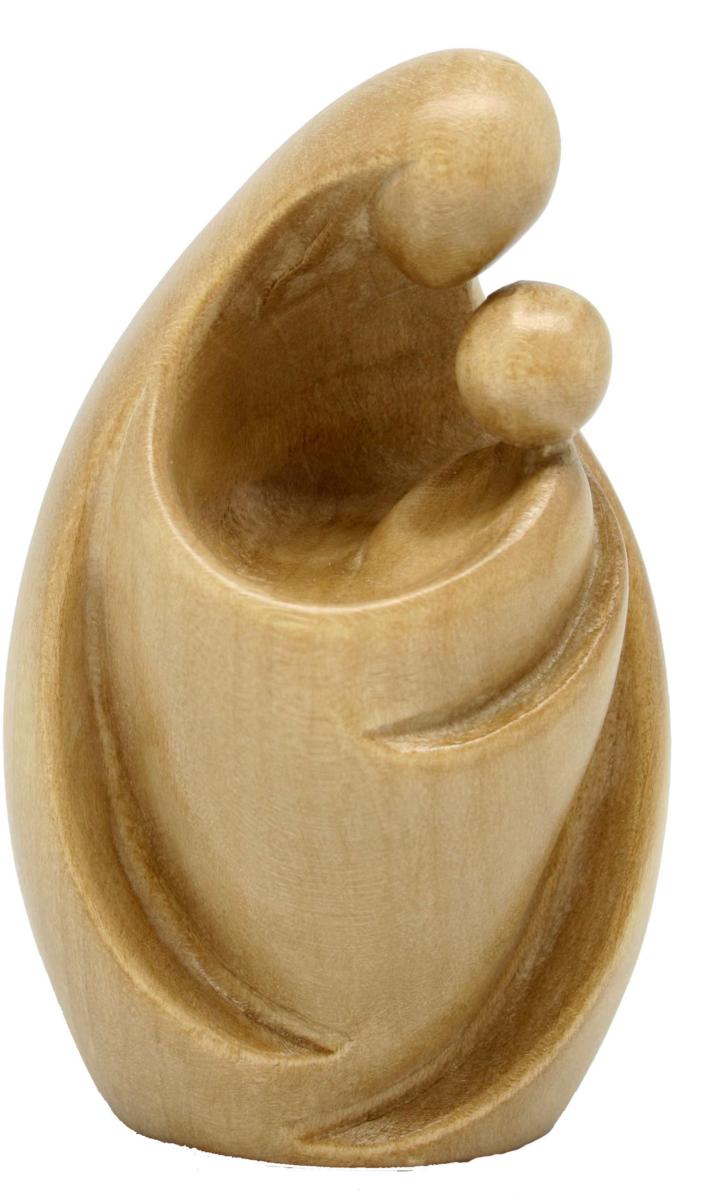 Estatua Madonna y Niño estilizada 9 cm madera patinada clara ...